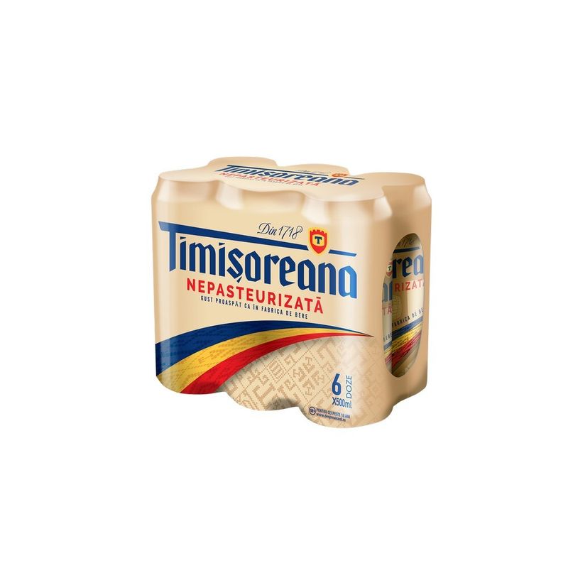 Timisoreana | Bere blonda Timisoreana nepasteurizata, 6 x 0.5 l Auchan ...