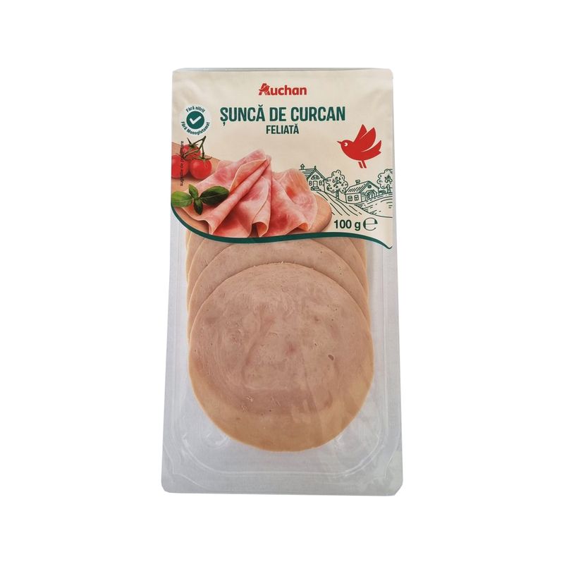 Sunca de curcan feliata Auchan, 100 g | Pret avantajos - Auchan.ro