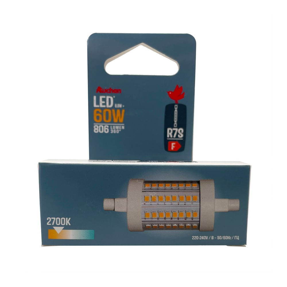 Bec LED Auchan, R7S, 8.8 / 60 W, lumina calda, 7.8 cm | Pret avantajos ...