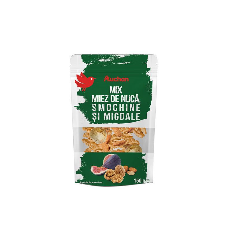Mix de nuca, smochie si migdale Auchan, 150 g | Pret avantajos - Auchan.ro