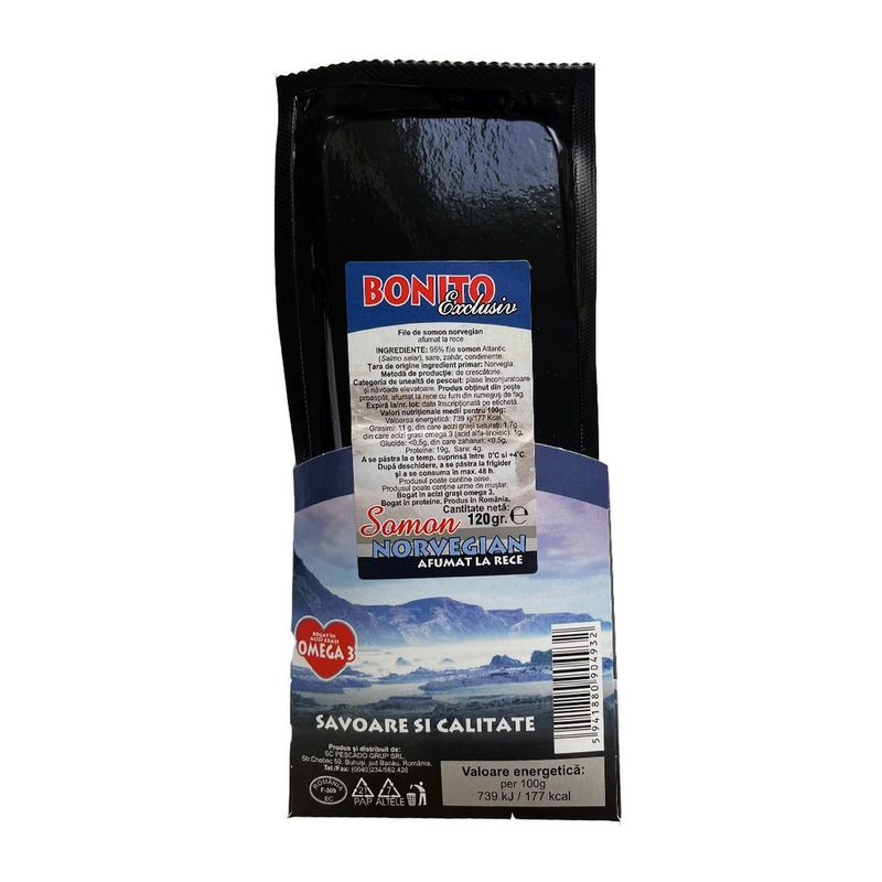 Bonito | File de somon afumat la rece Bonito Exclusiv, 120 g Auchan Online