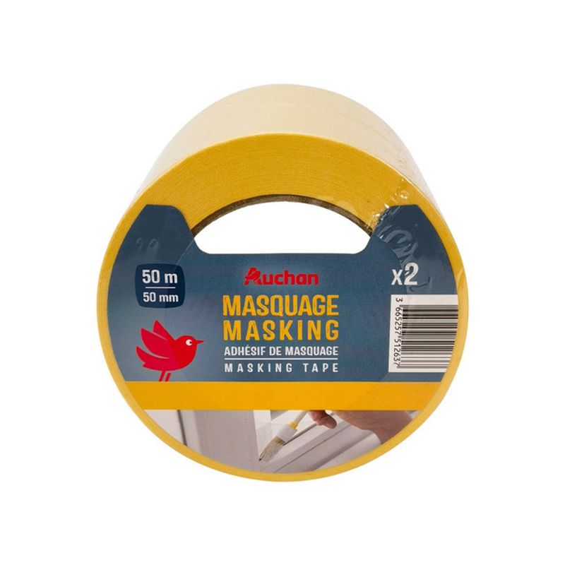 Banda mascare Auchan, 50 mm, 2 bucati, galben | Pret avantajos - Auchan.ro