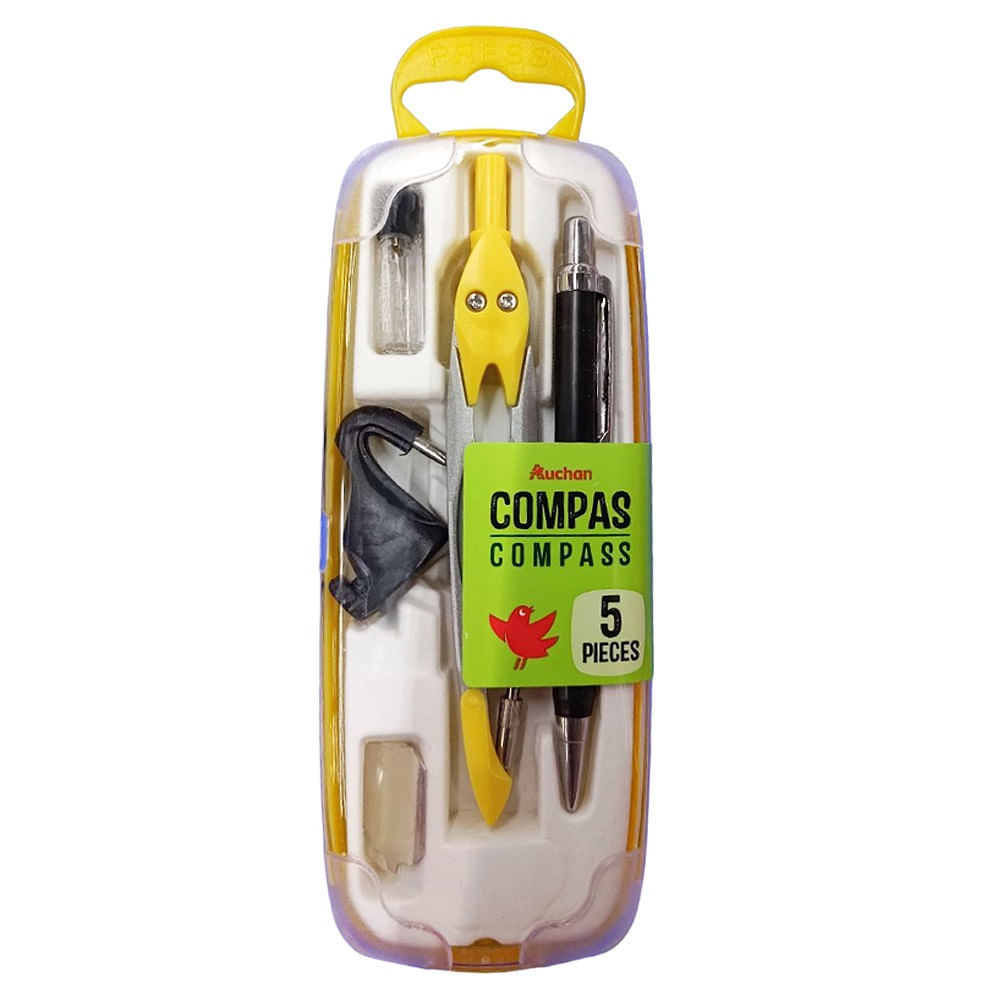 Set compas din metal Auchan, 5 piese | Pret avantajos - Auchan.ro