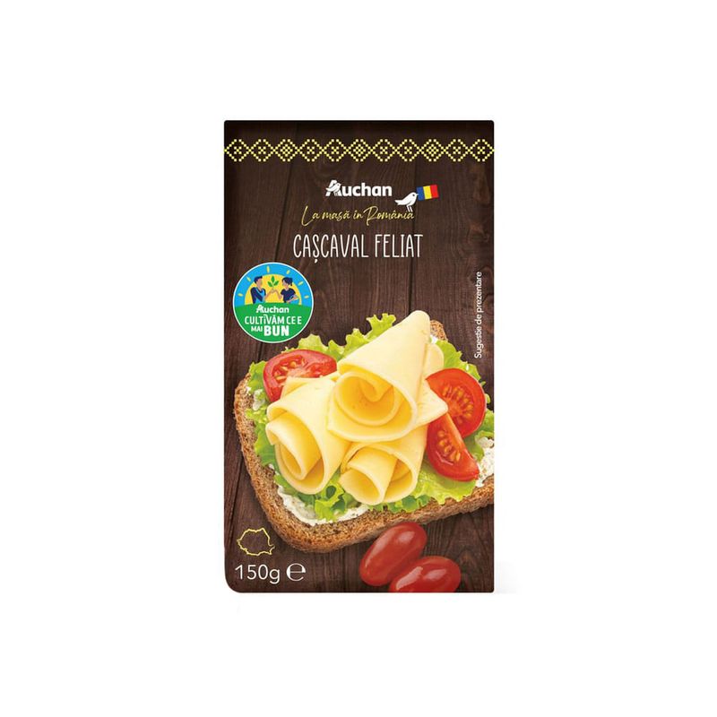 Cascaval felii Auchan La Masa in Romania, 150 g | Pret avantajos ...