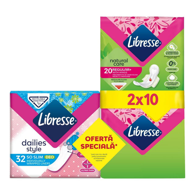 Pachet absorbante Libresse Natural Fresh Protect, 20 bucati ...